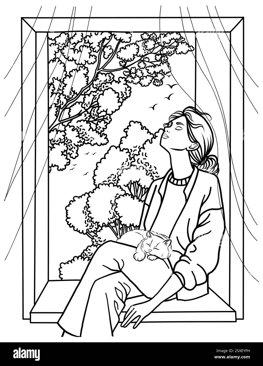 Kitty coloring page Black and White Stock Photos & Images - Alamy