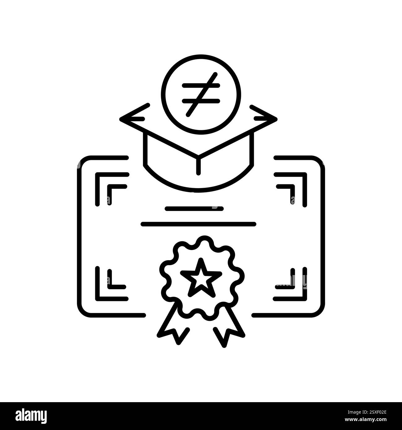 Educational inequality black line icon. Vector isolated element ...