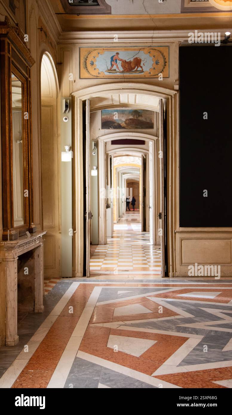 Ancient royal palace interior featuring high doors and expansive royal ...