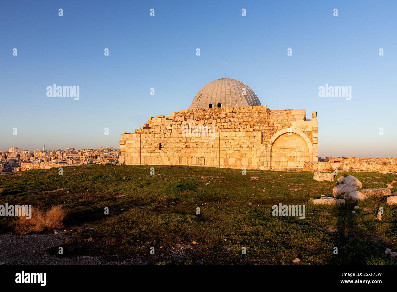 Roman Temple Of Hercules at sunset on top of the ancient citadel Stock ...