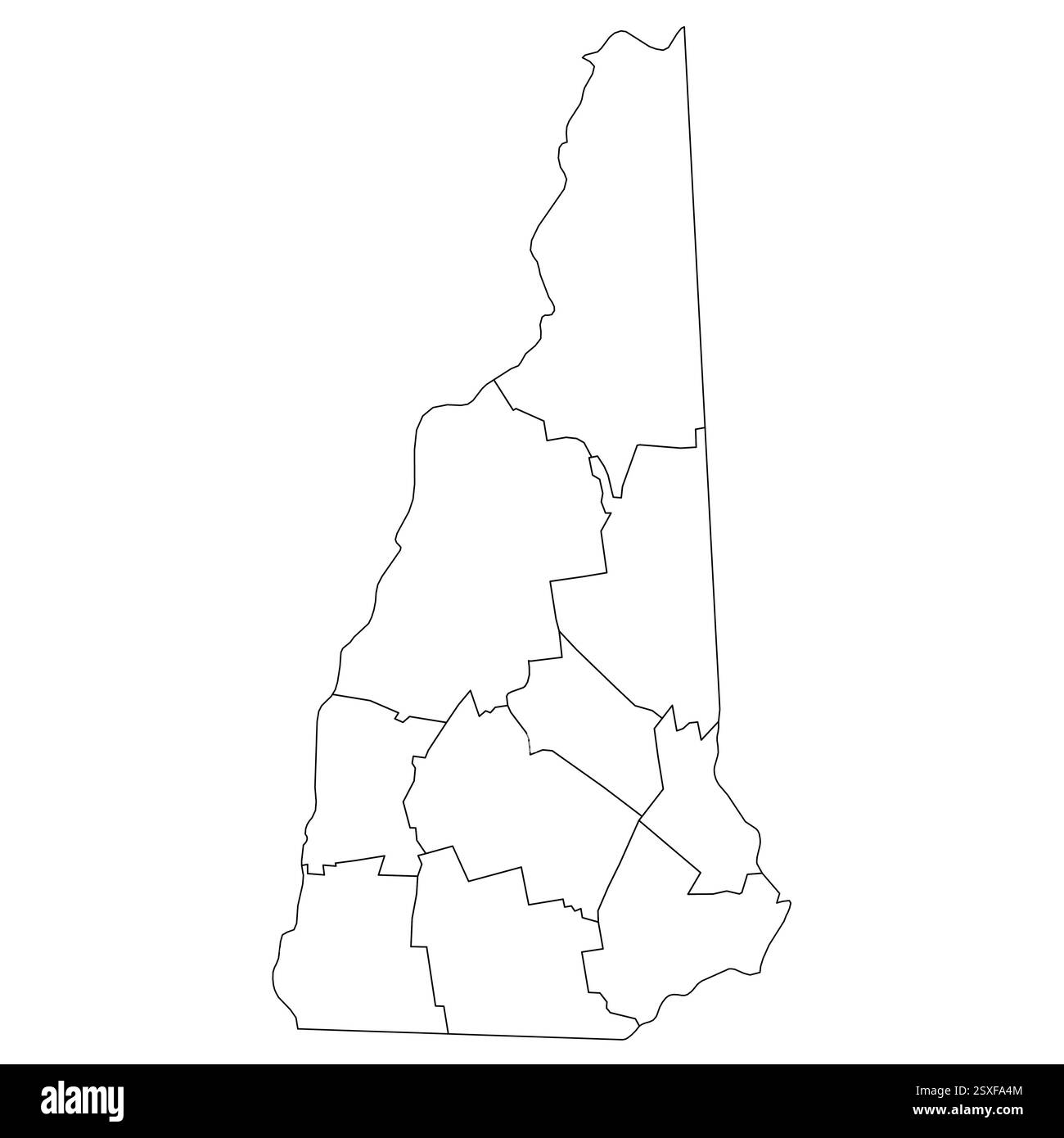 New Hampshire, NH - detailed political map of US state. Administrative ...