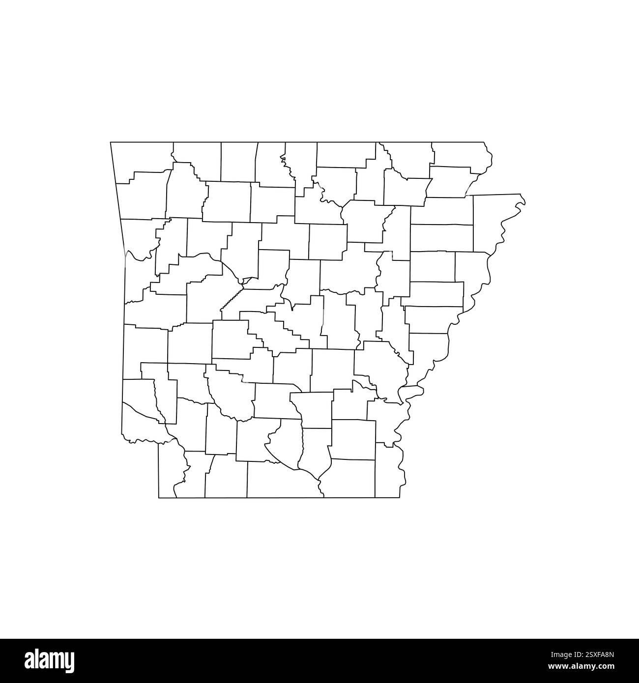 Arkansas, AR - detailed political map of US state. Administrative map ...