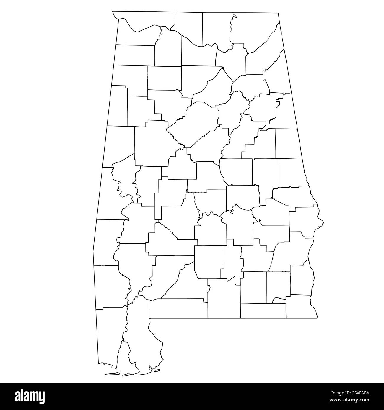 Alabama, AL - detailed political map of US state. Administrative map ...
