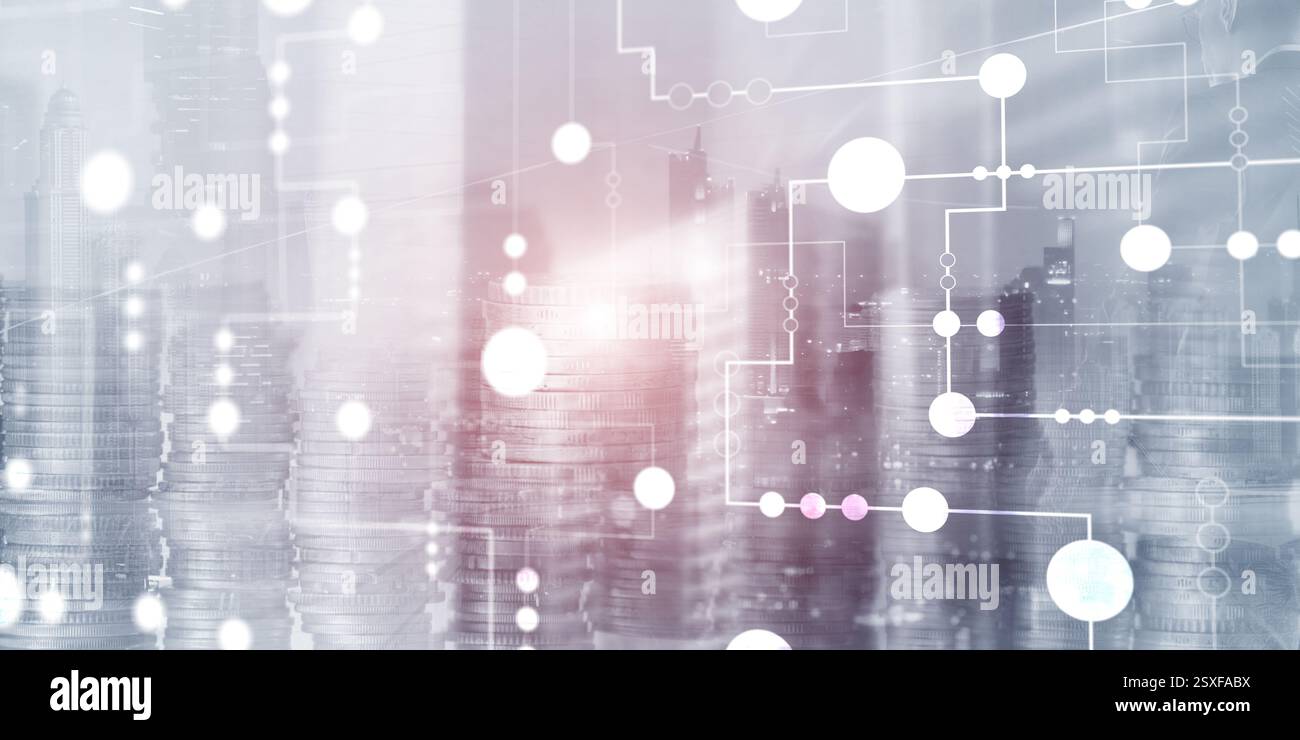 Abstract digital particles. Cyber network background. Technology ...