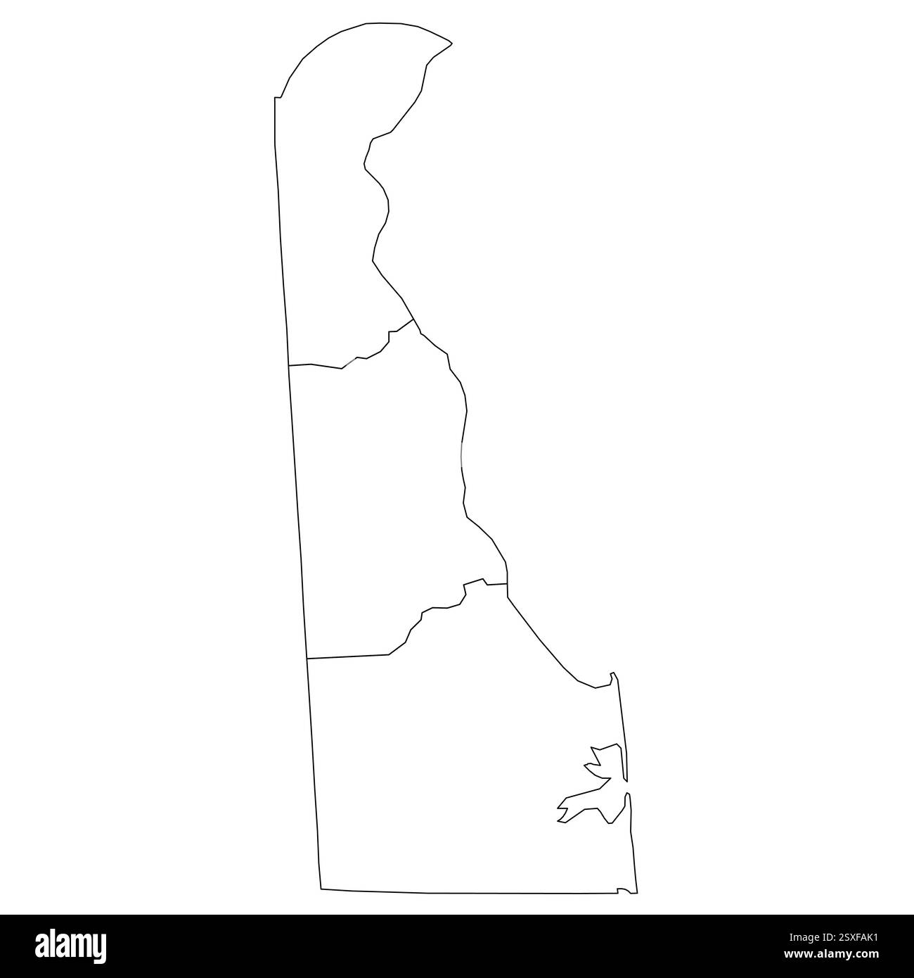 Delaware, DE - detailed political map of US state. Administrative map ...