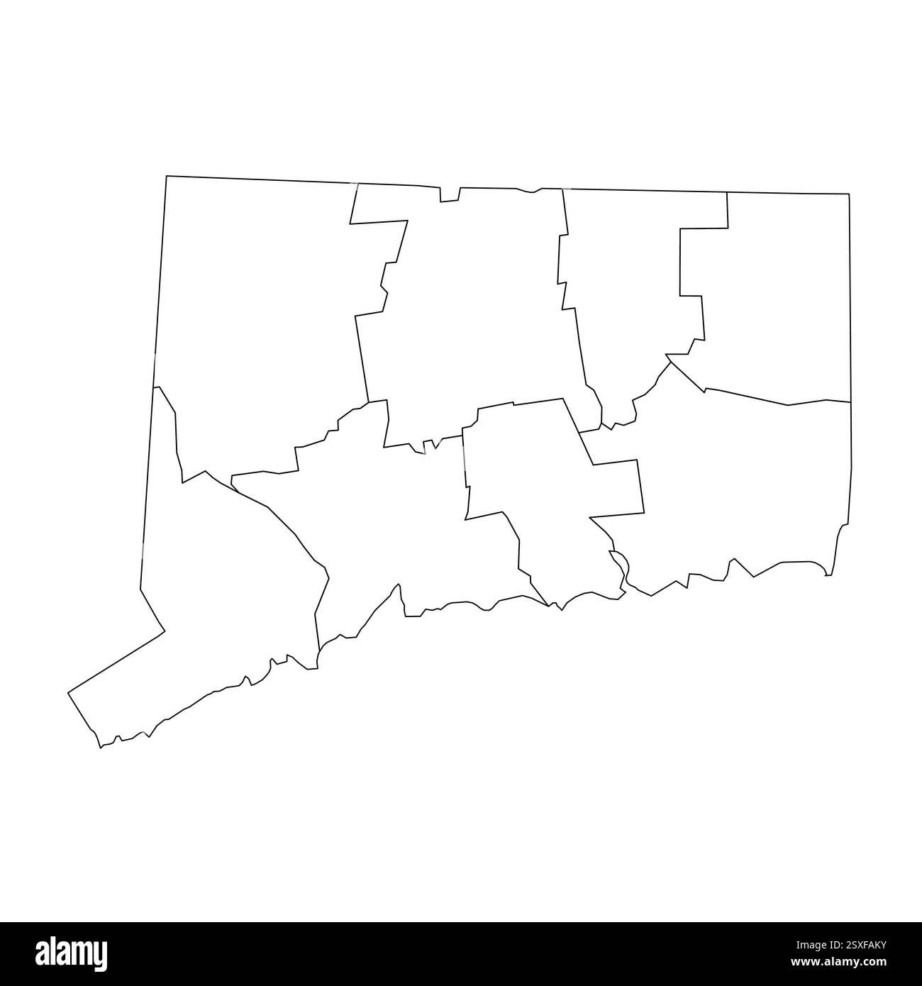 Connecticut, CT - detailed political map of US state. Administrative ...