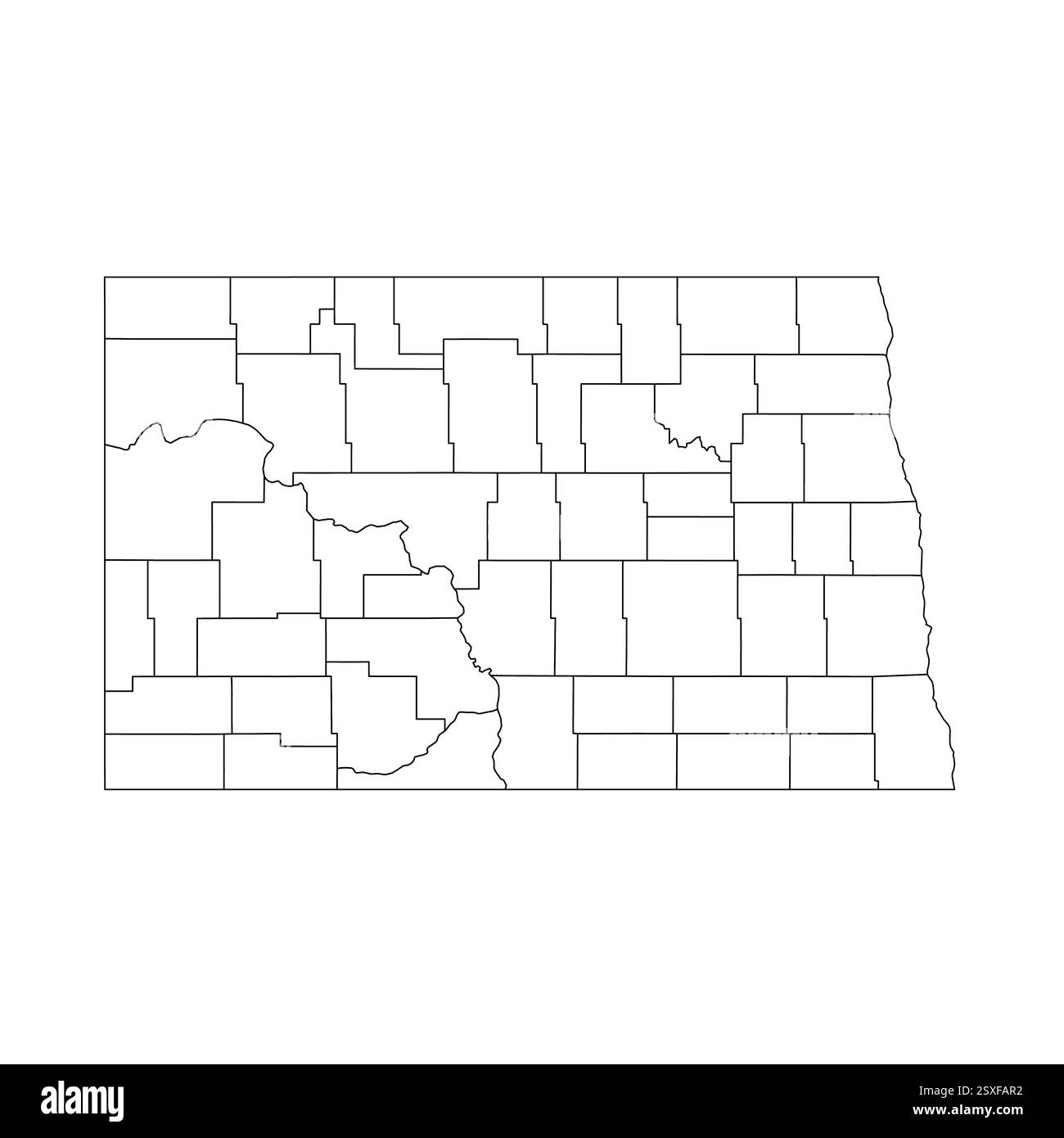 North Dakota, ND - detailed political map of US state. Administrative ...