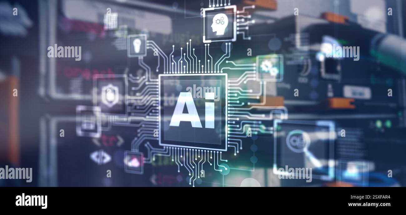 Artificial Intelligence Processor Concept. Abstract server background Stock Photo - Alamy