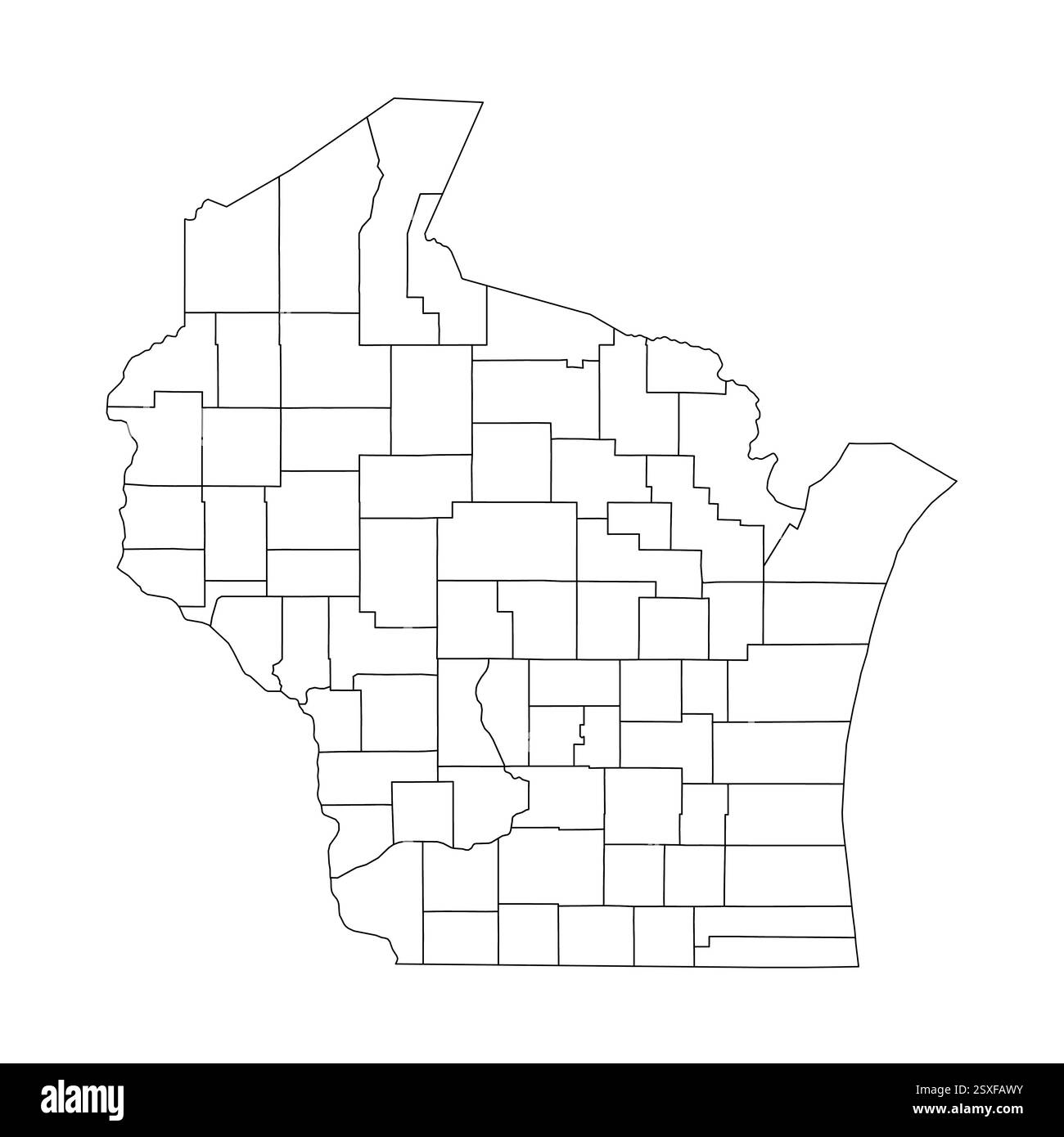 Wisconsin, WI - detailed political map of US state. Administrative map ...