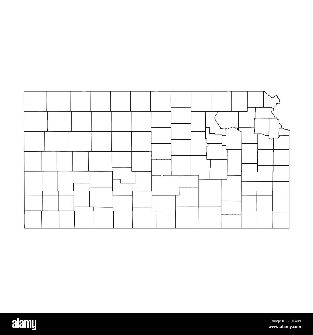 Kansas, KS - detailed political map of US state. Administrative map ...