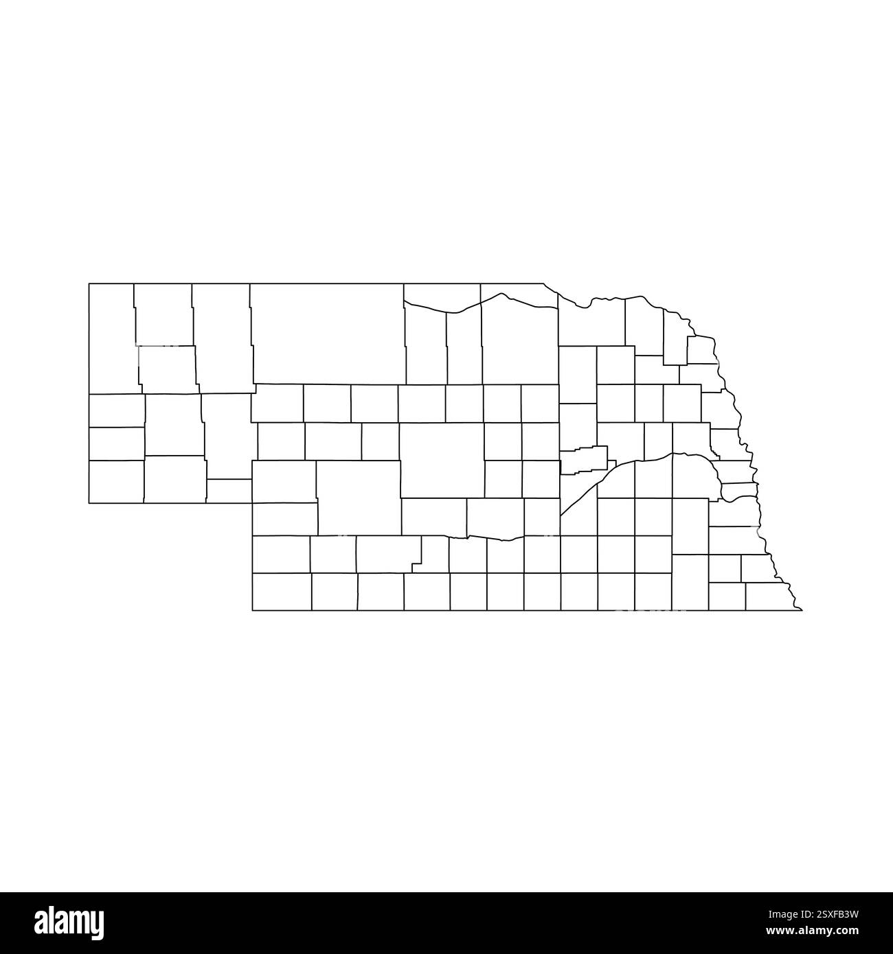 Nebraska, NE - detailed political map of US state. Administrative map ...