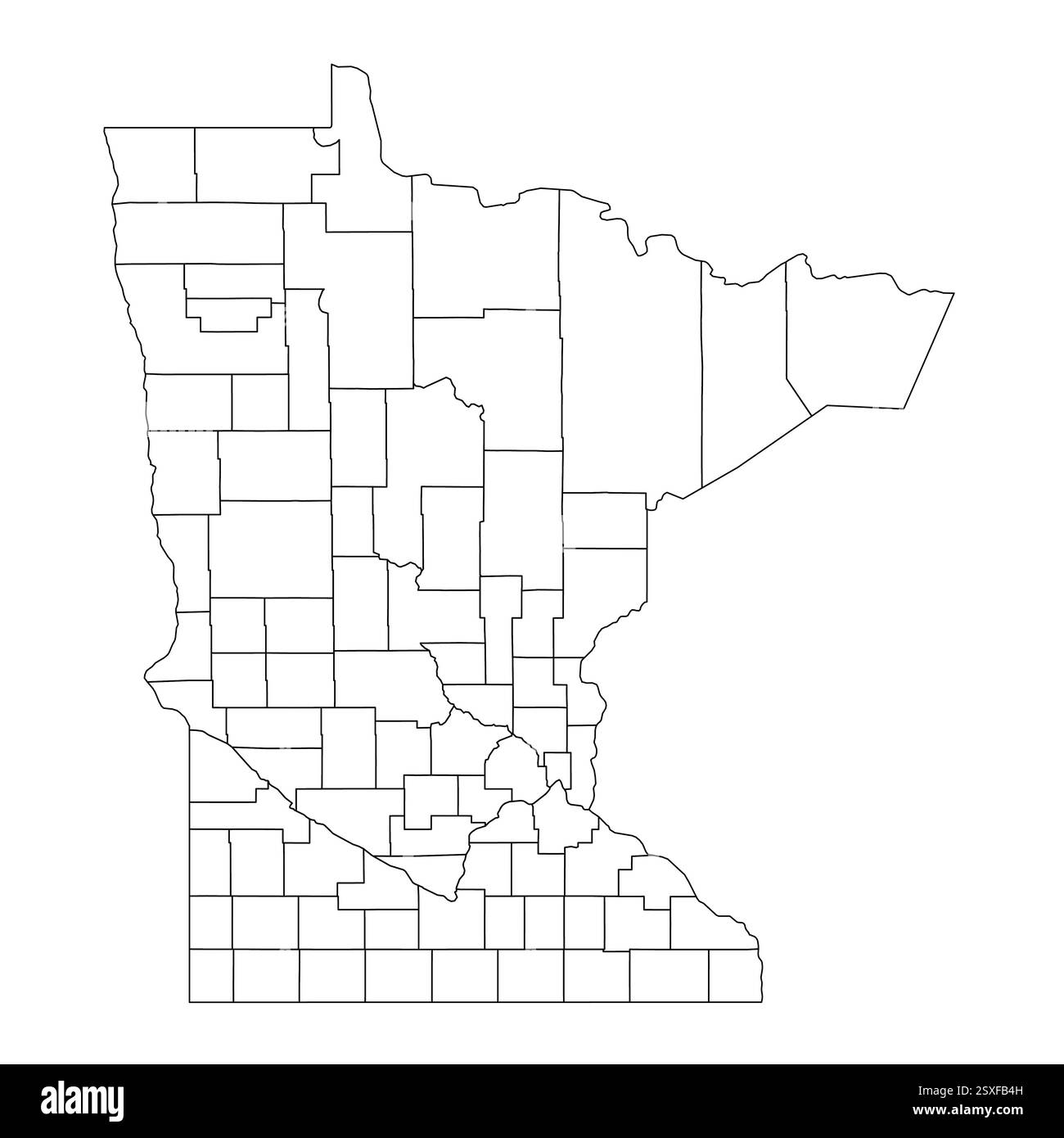 Minnesota, MN - detailed political map of US state. Administrative map divided into counties ...