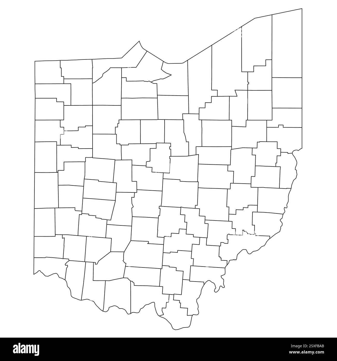 Ohio, OH - detailed political map of US state. Administrative map ...