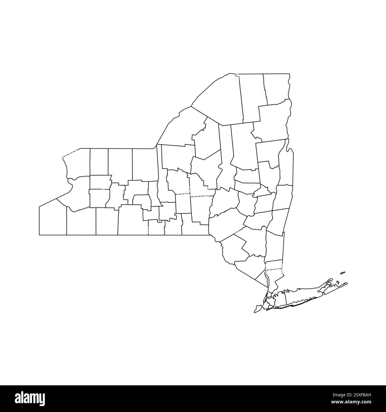New York, NY - detailed political map of US state. Administrative map ...