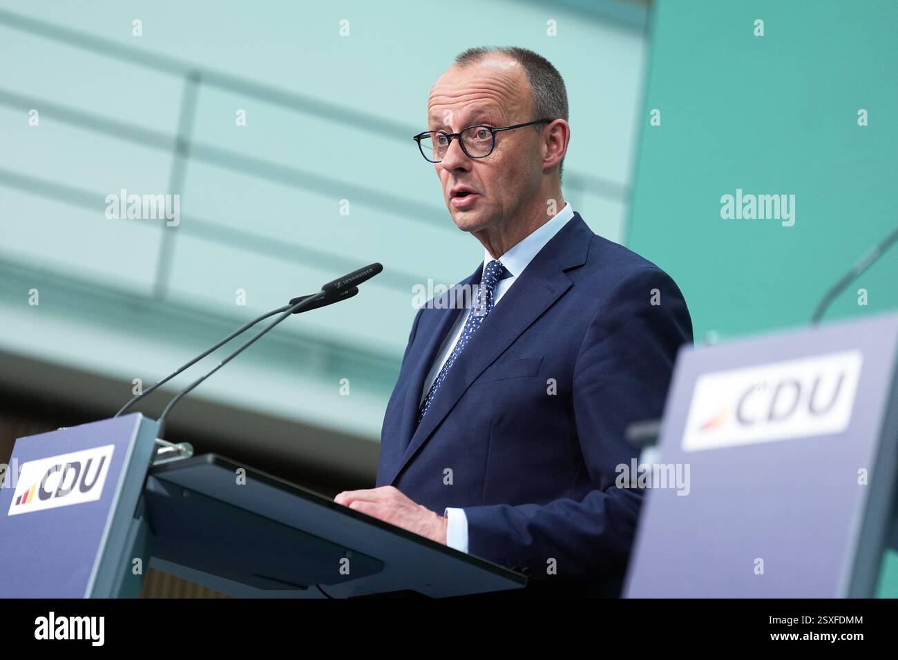 Berlin, Germany. 24th Feb, 2025. Friedrich Merz, CDU federal chairman ...