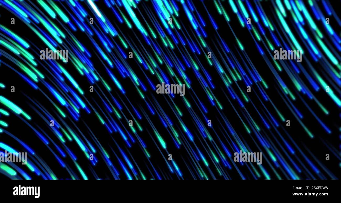 Image of blue and green lines falling on black background Stock Photo ...