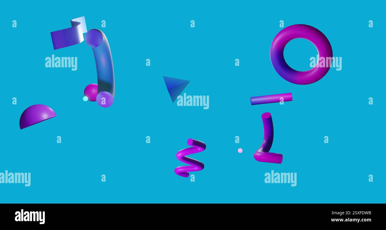 Image of shapes moving on blue background Stock Photo - Alamy