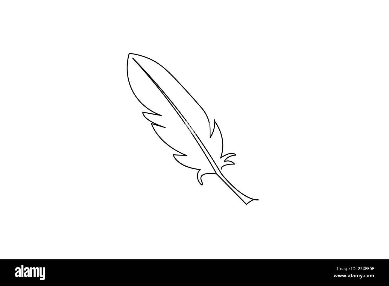 Bird feather single line art of icon hand drawn outline vector ...