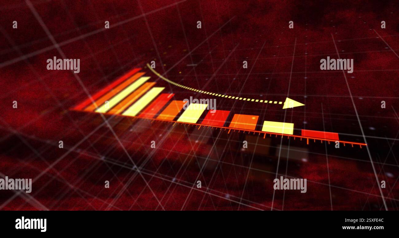 Image of red diagrams and arrow over storm Stock Photo - Alamy