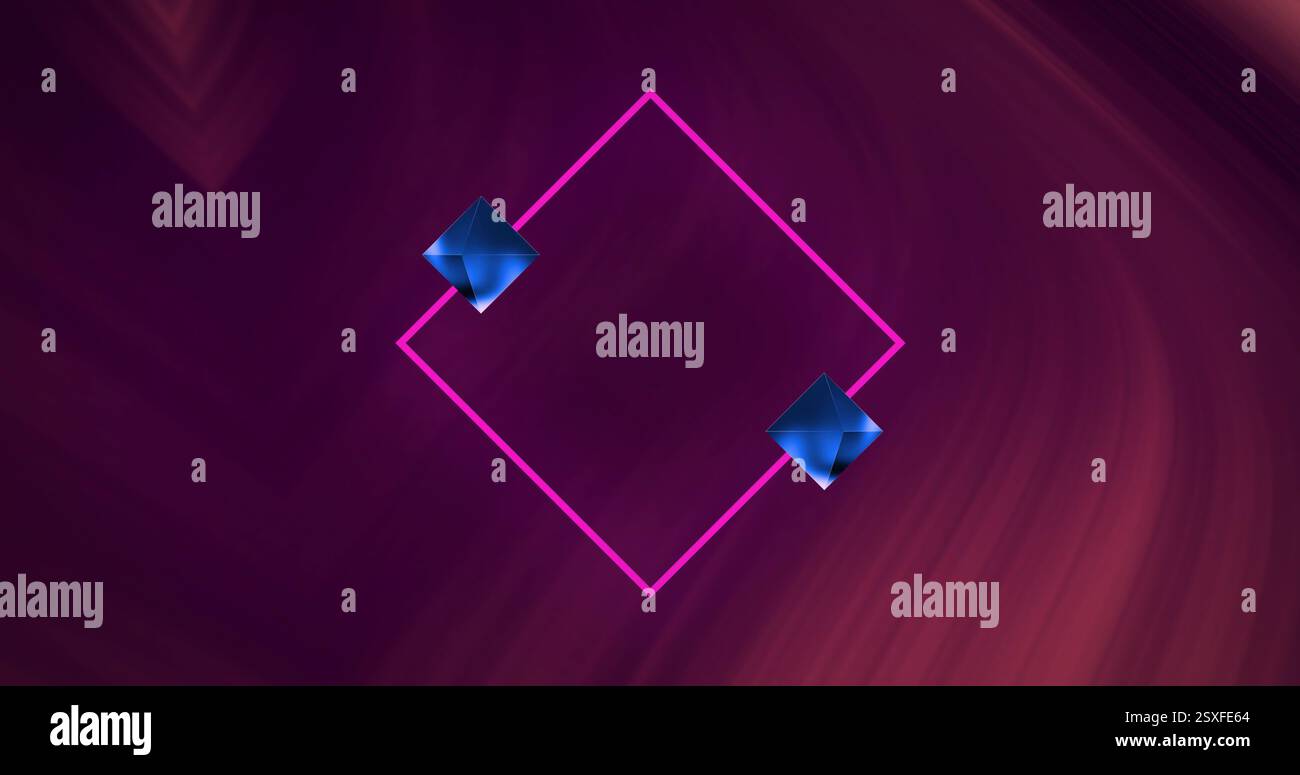 Image of interference over shapes moving on black background Stock Photo - Alamy