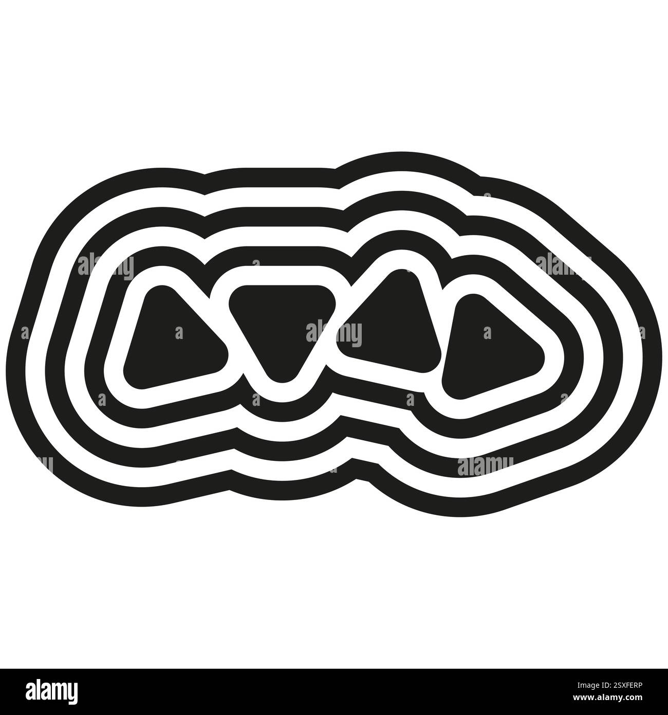 Abstract contour pattern. Geometric layered shape. Wavy black lines ...