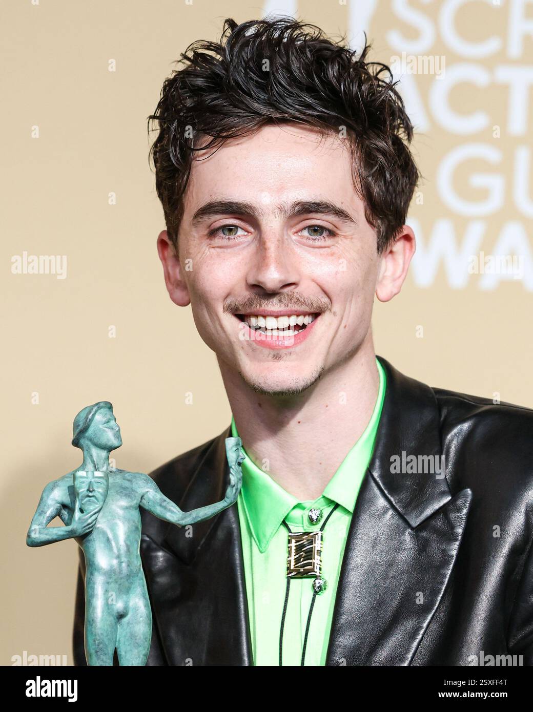 LOS ANGELES, CALIFORNIA, USA - FEBRUARY 23: Timothee Chalamet, winner ...