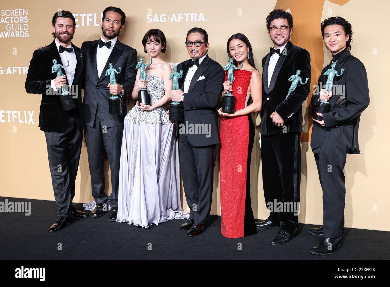 LOS ANGELES, CALIFORNIA, USA - FEBRUARY 23: Tommy Bastow, Shinnosuke Abe, Moeka Hoshi, Hiroyuki ...