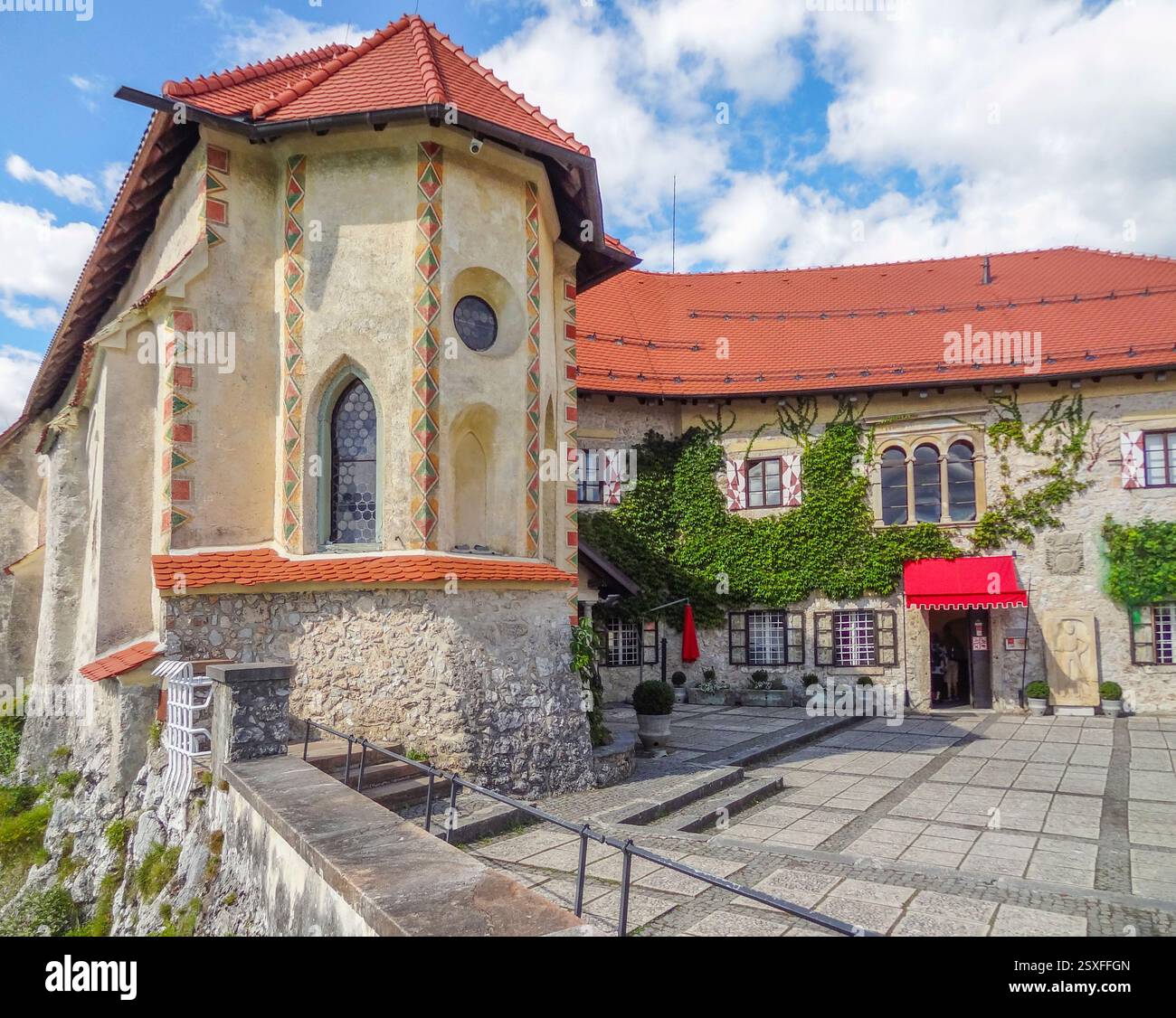 Impression of Bled Castle above Lake Bled in the Julian Alps of the ...