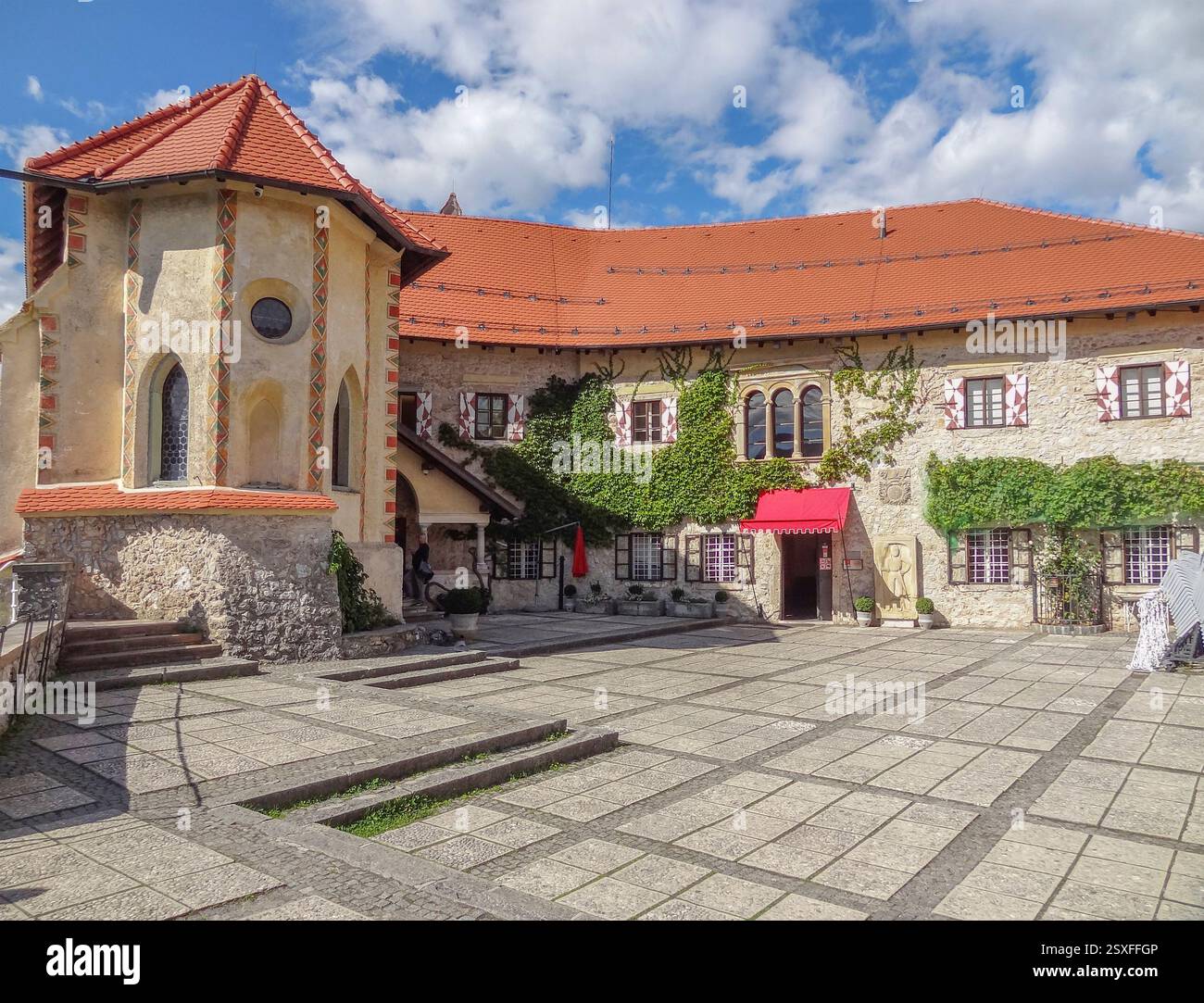 Impression of Bled Castle above Lake Bled in the Julian Alps of the ...