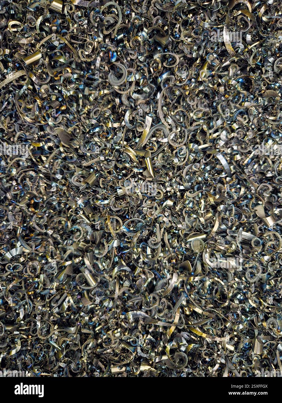 Metallic shavings intricately arranged, showcasing a detailed and ...