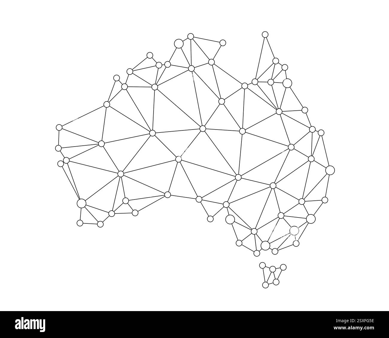 Australia map. Abstract geometric map - connection mesh lines Stock ...