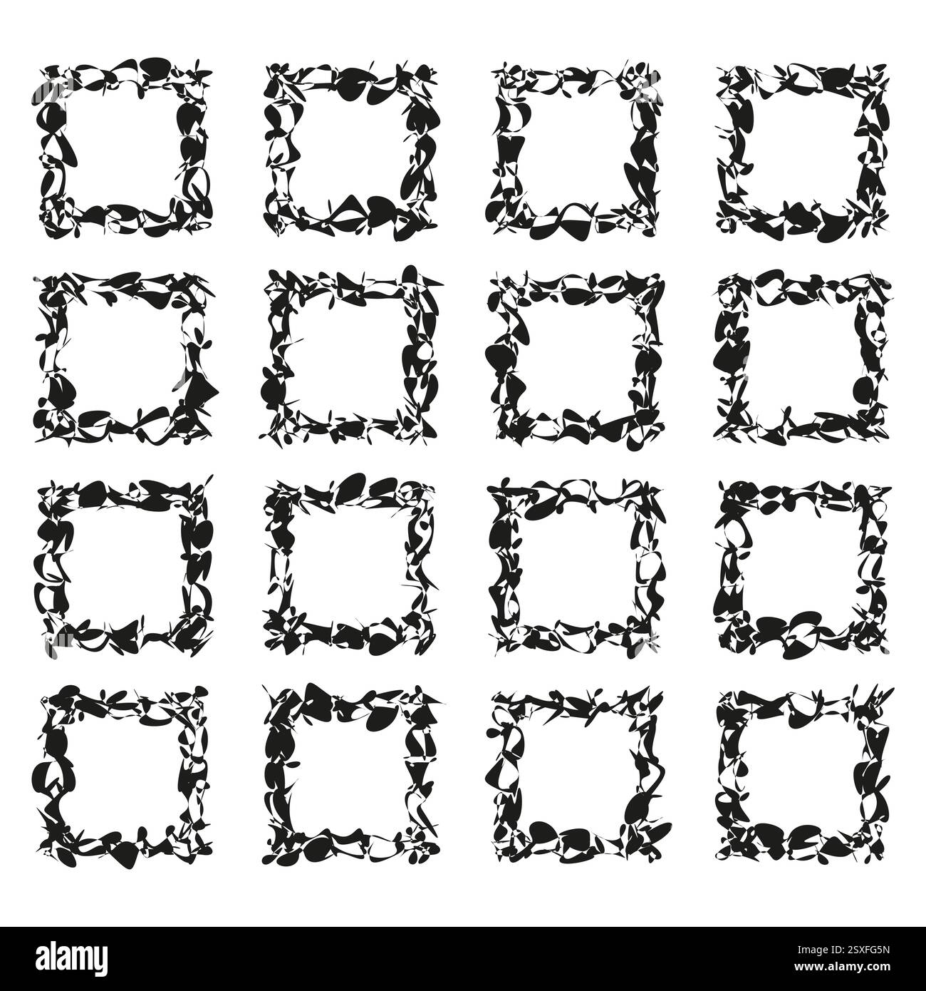 Abstract black frames. Geometric artistic borders. Rough decorative ...