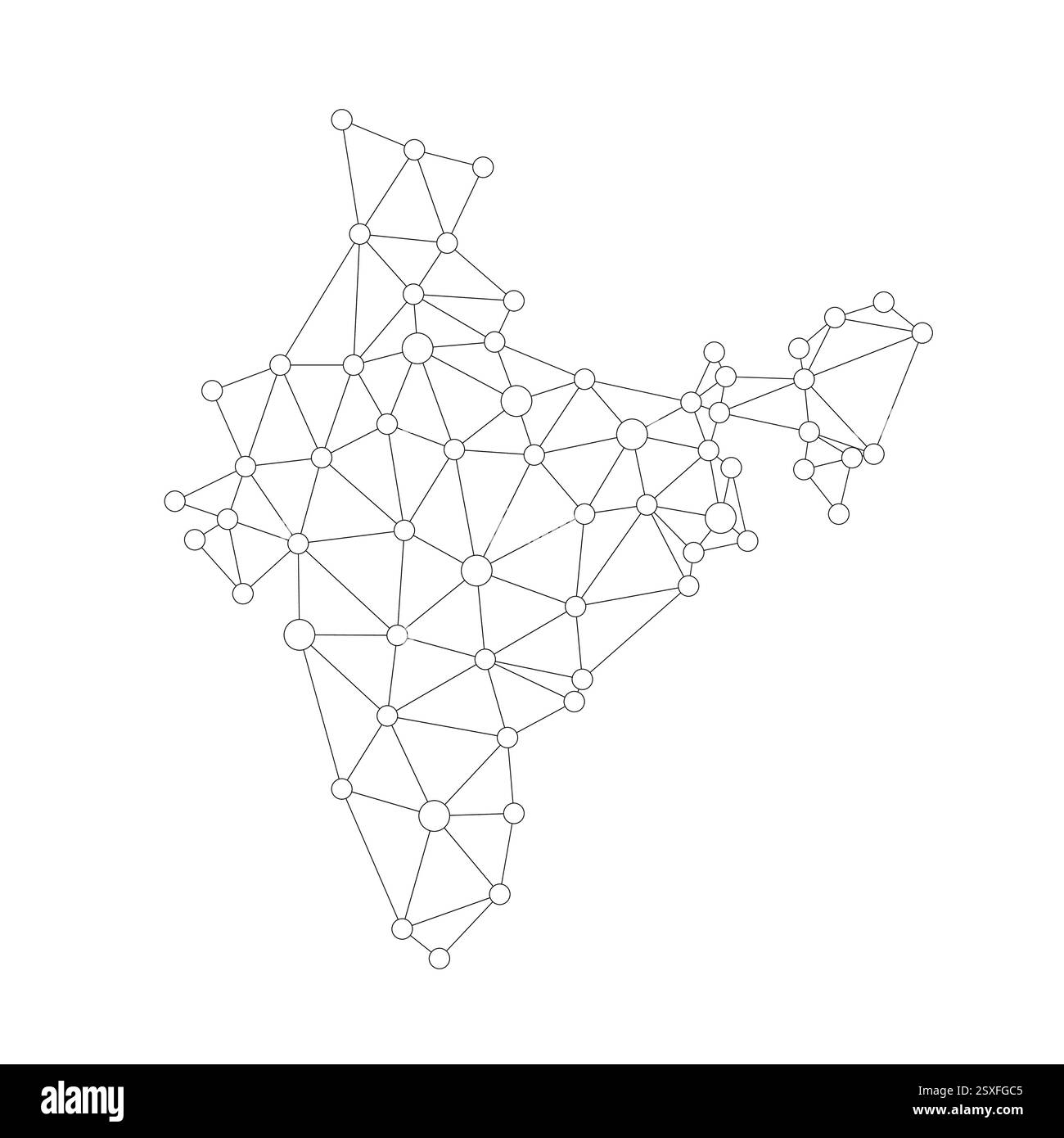 India map. Abstract geometric map - connection dots mesh lines Stock ...