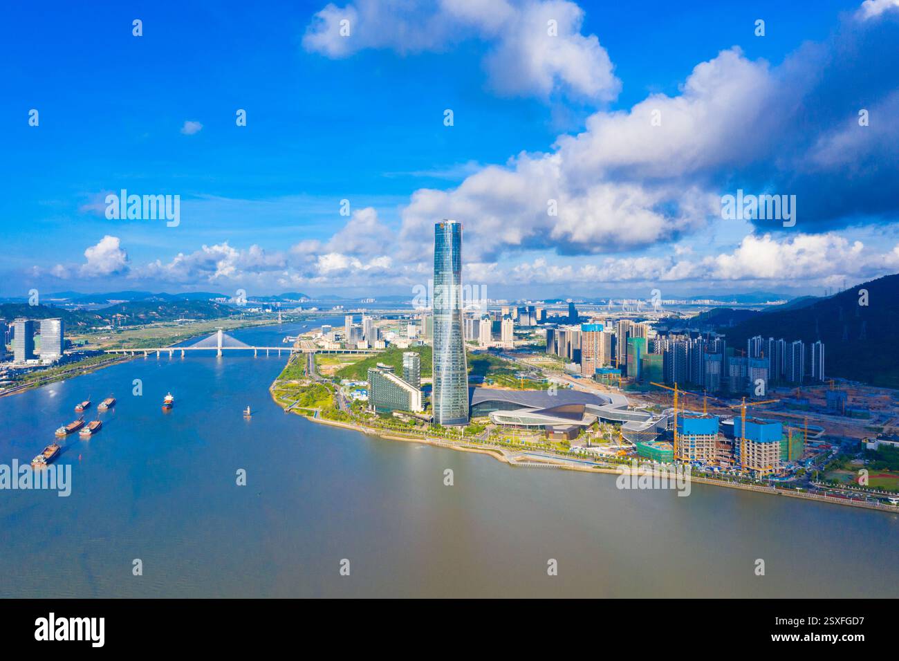 Aerial Scenery of Zhuhai Central Building, Guangdong Province, China ...