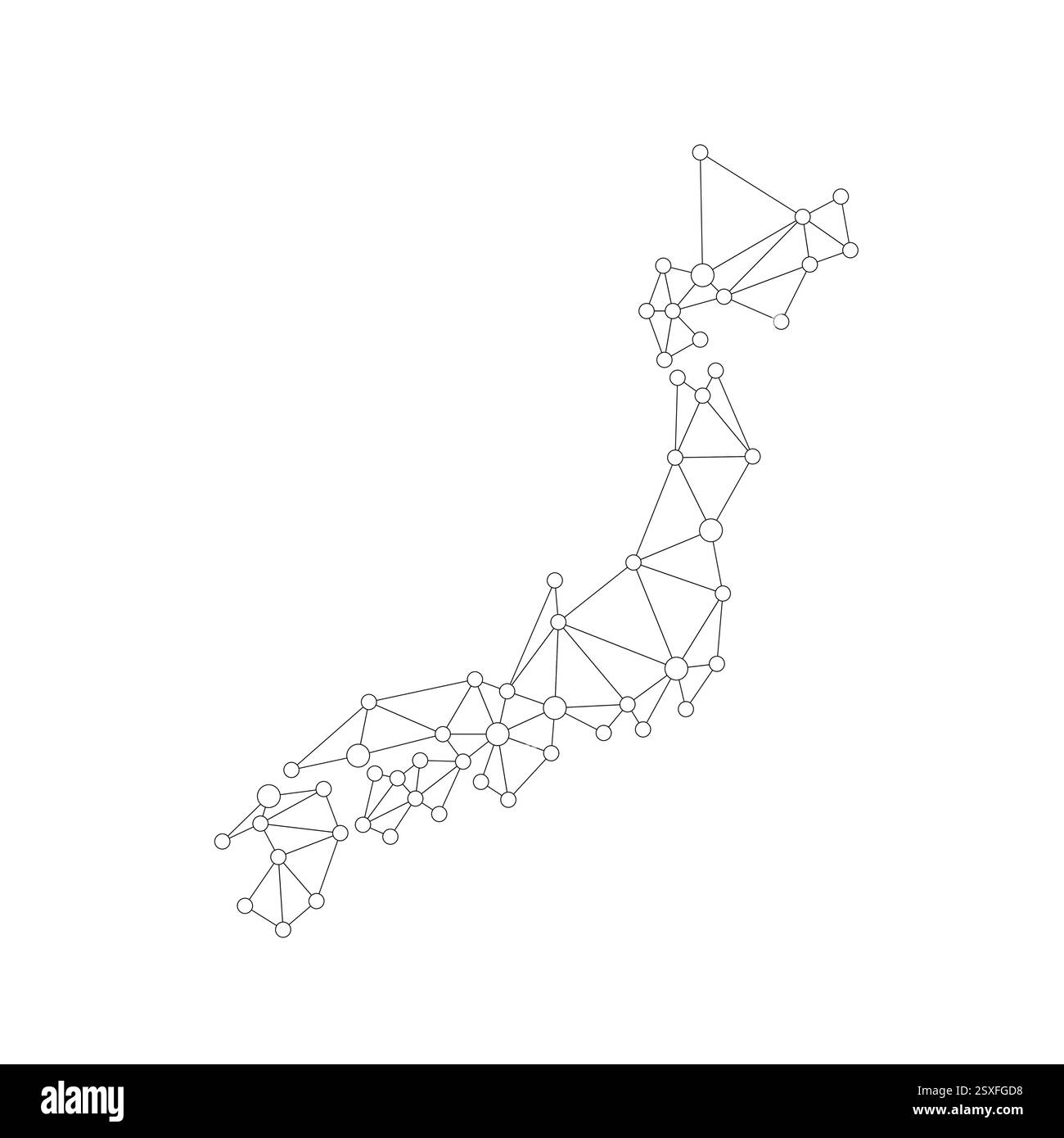 Japan map. Abstract geometric map - connection dots mesh lines Stock ...