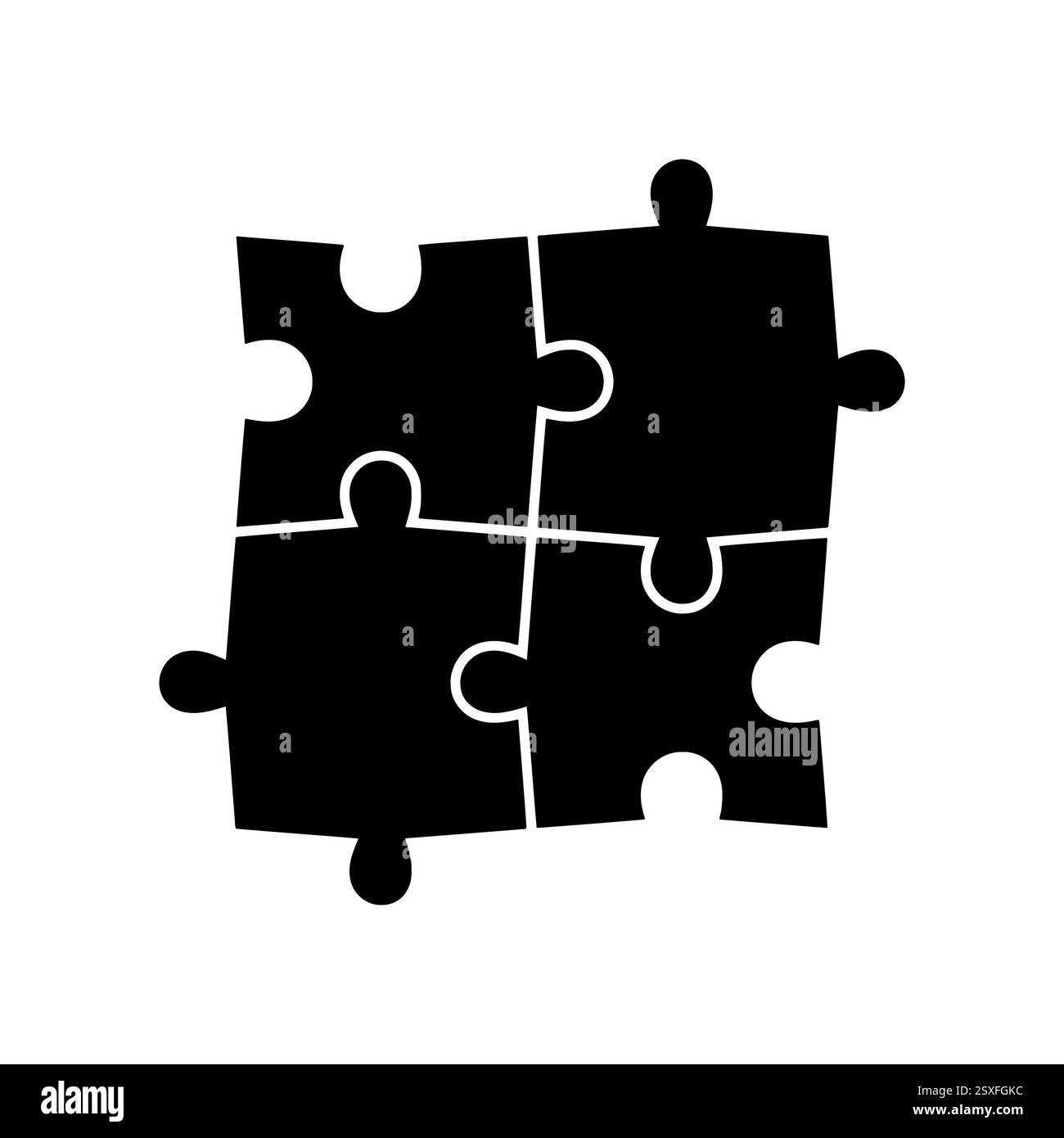 Puzzle pieces connected together - vector isolated object set. Four ...