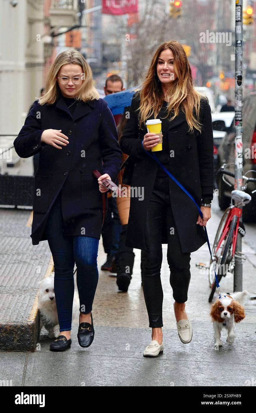 Kelly Bensimon and daughter Sea Louise Bensimon walking their dogs in ...