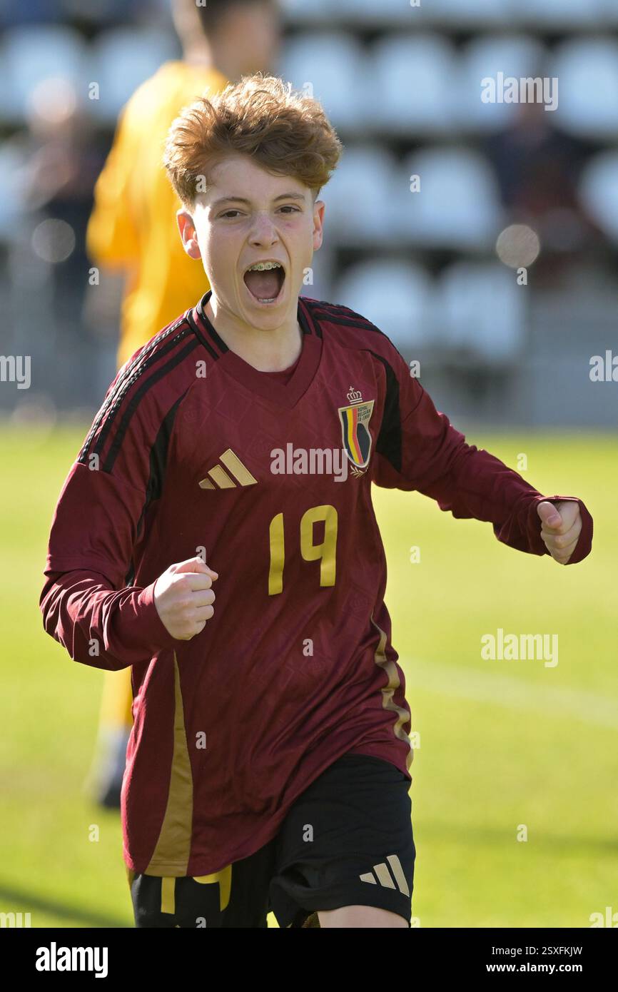Tubize, Belgium. 23rd Feb, 2025. Leander Van Der Meijden (19) of ...