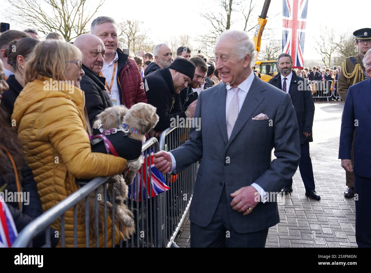 King Charles III meets members of the public during a visit to JCB ...