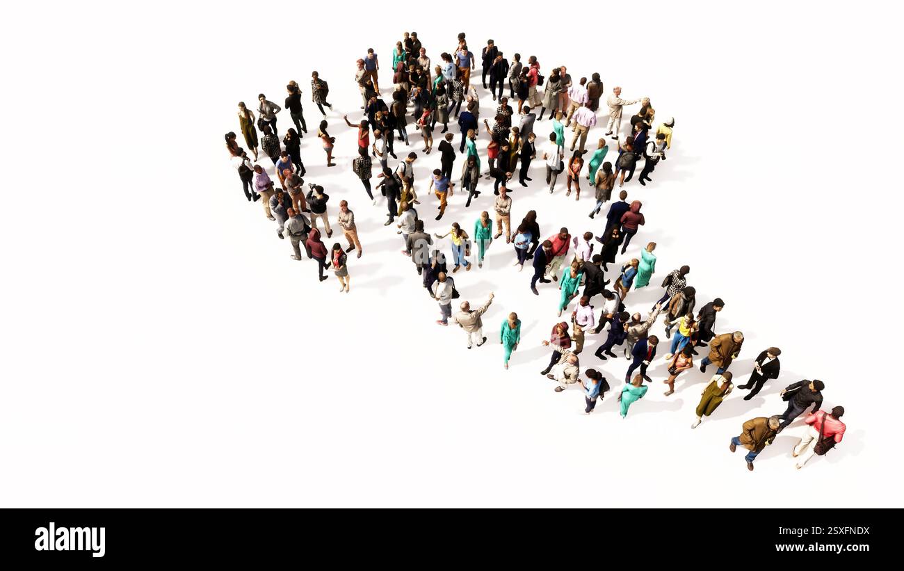 Concept or conceptual large community of people forming the image of ...