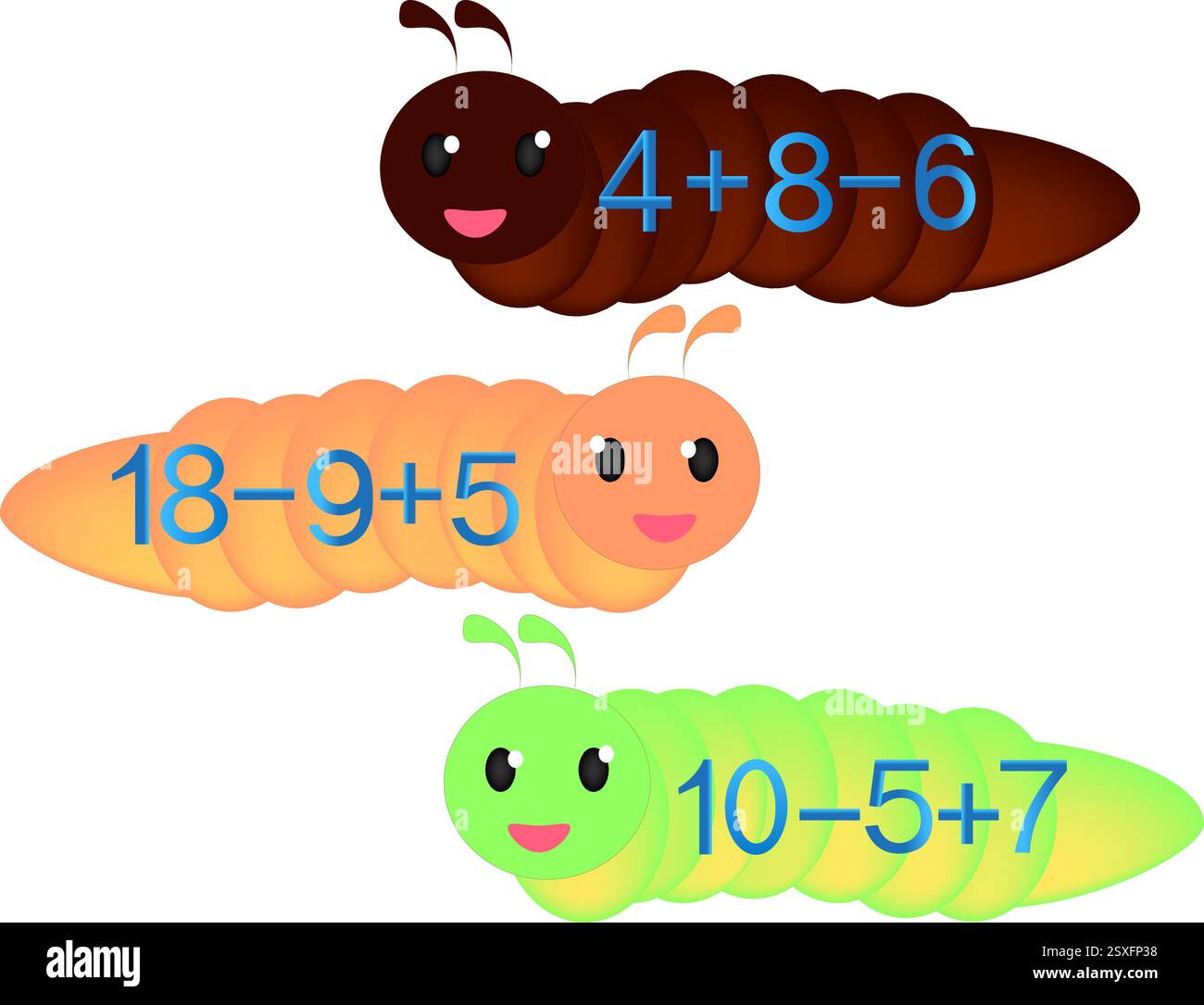 Illustration of mathematical addition and subtraction. Examples with ...