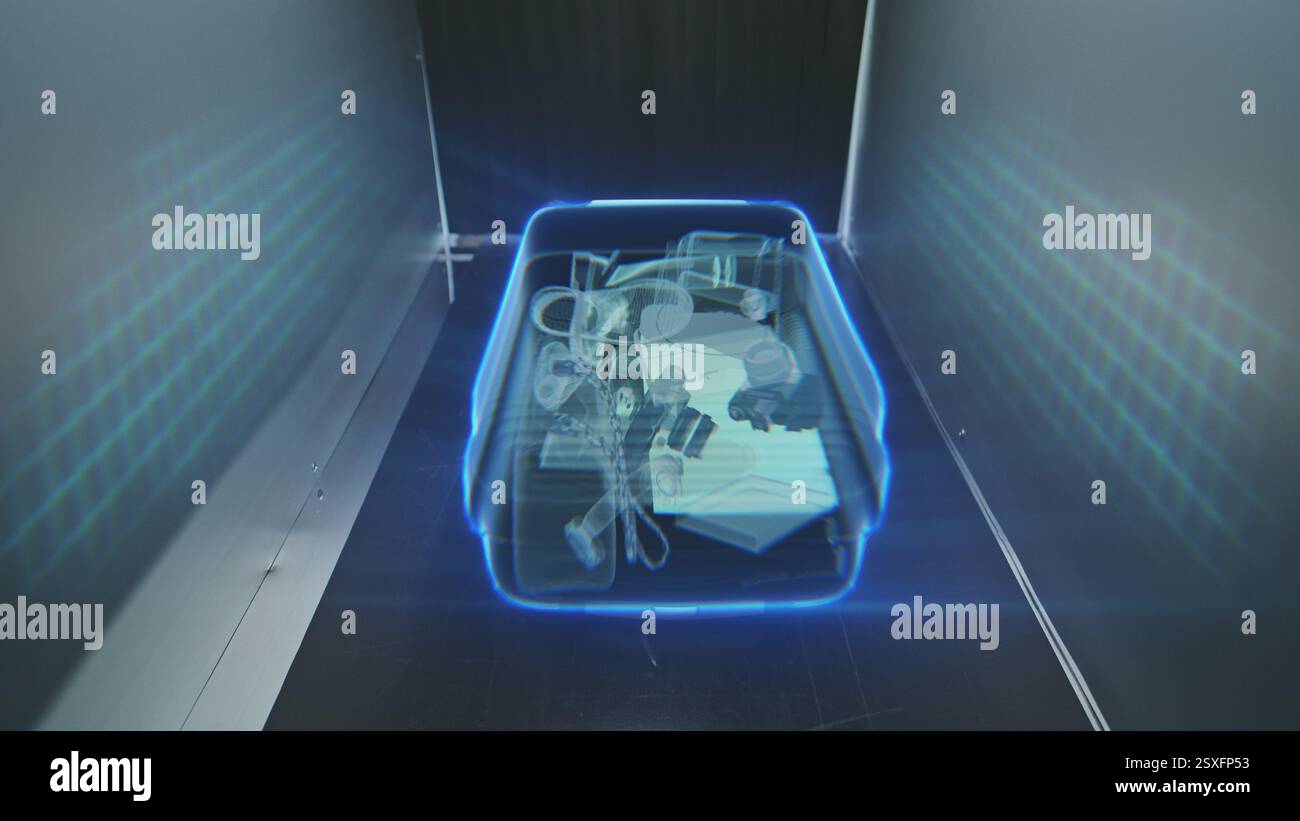 Airport Security Checkpoint: VFX Graphics Visualizing Futuristic High ...