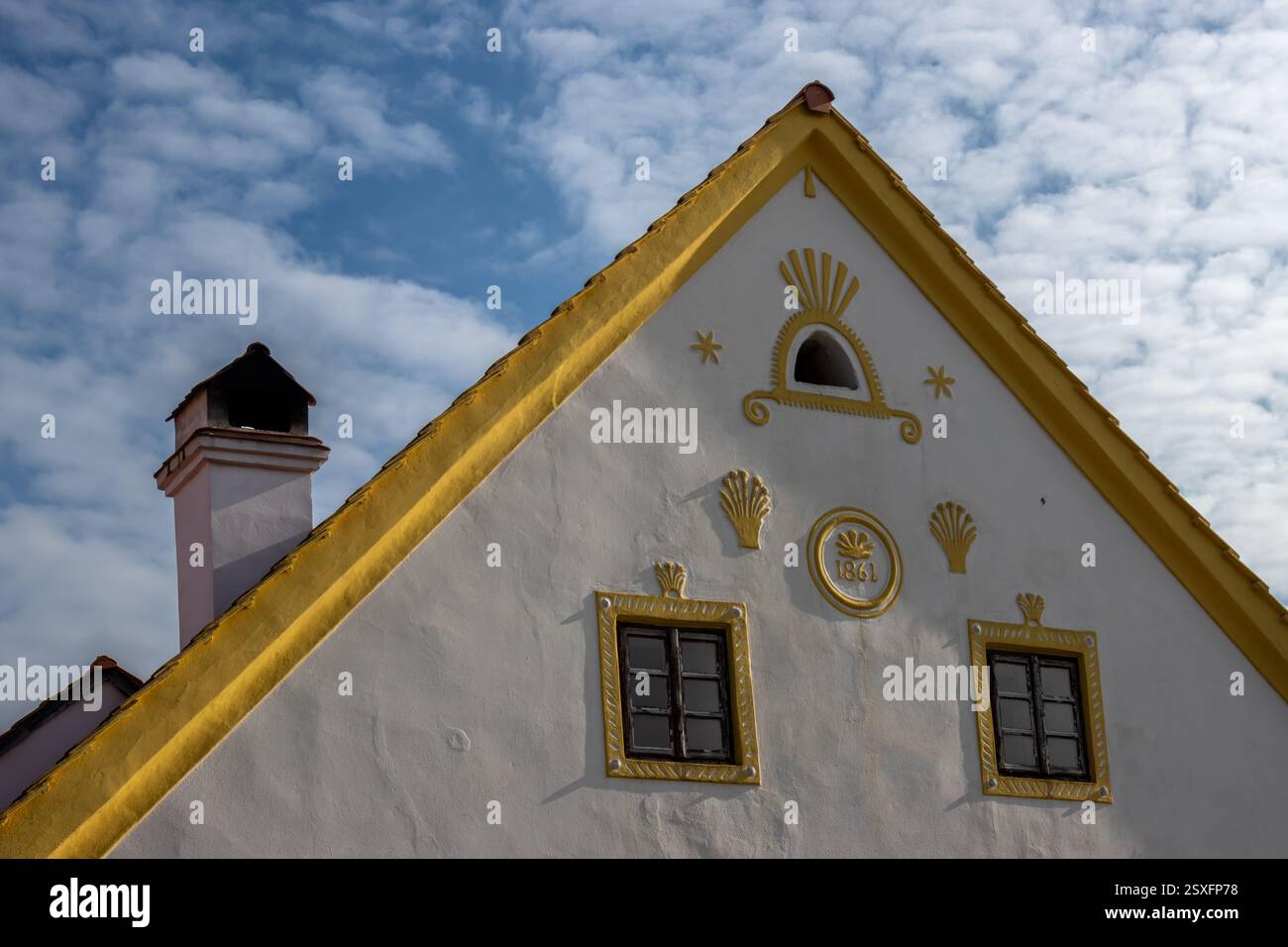 Detail of a historical house built in style peasants baroque in 1861 ...