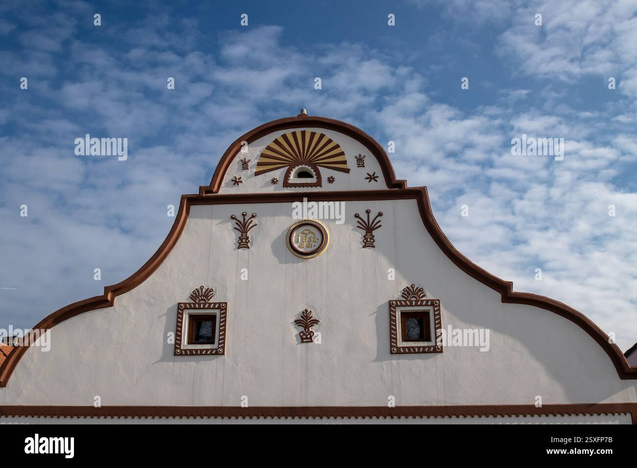 Detail of a historical house built in style peasants baroque in 1852 ...
