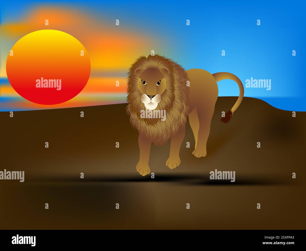Sun with lion face Stock Vector Images - Alamy