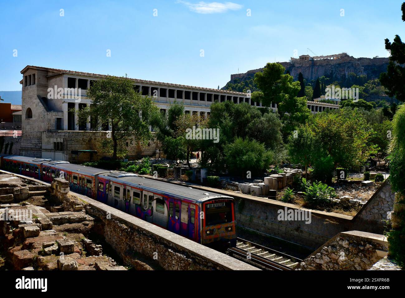 Athens, Greece - September 24, 2024: Metro line along the ancient ...