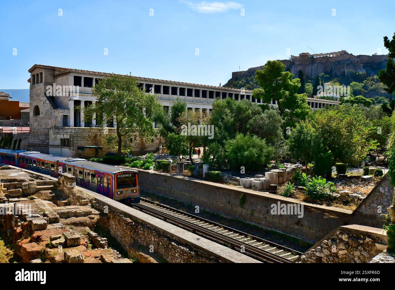 Athens, Greece - September 24, 2024: Metro line along the ancient ...