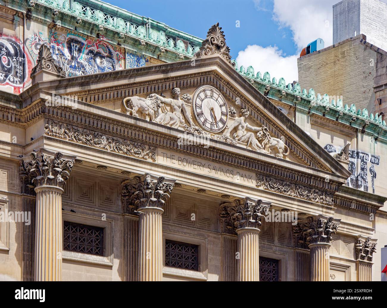 NYC Chinatown: Detail, Bowery Savings Bank’s Grand Street façade. The ...