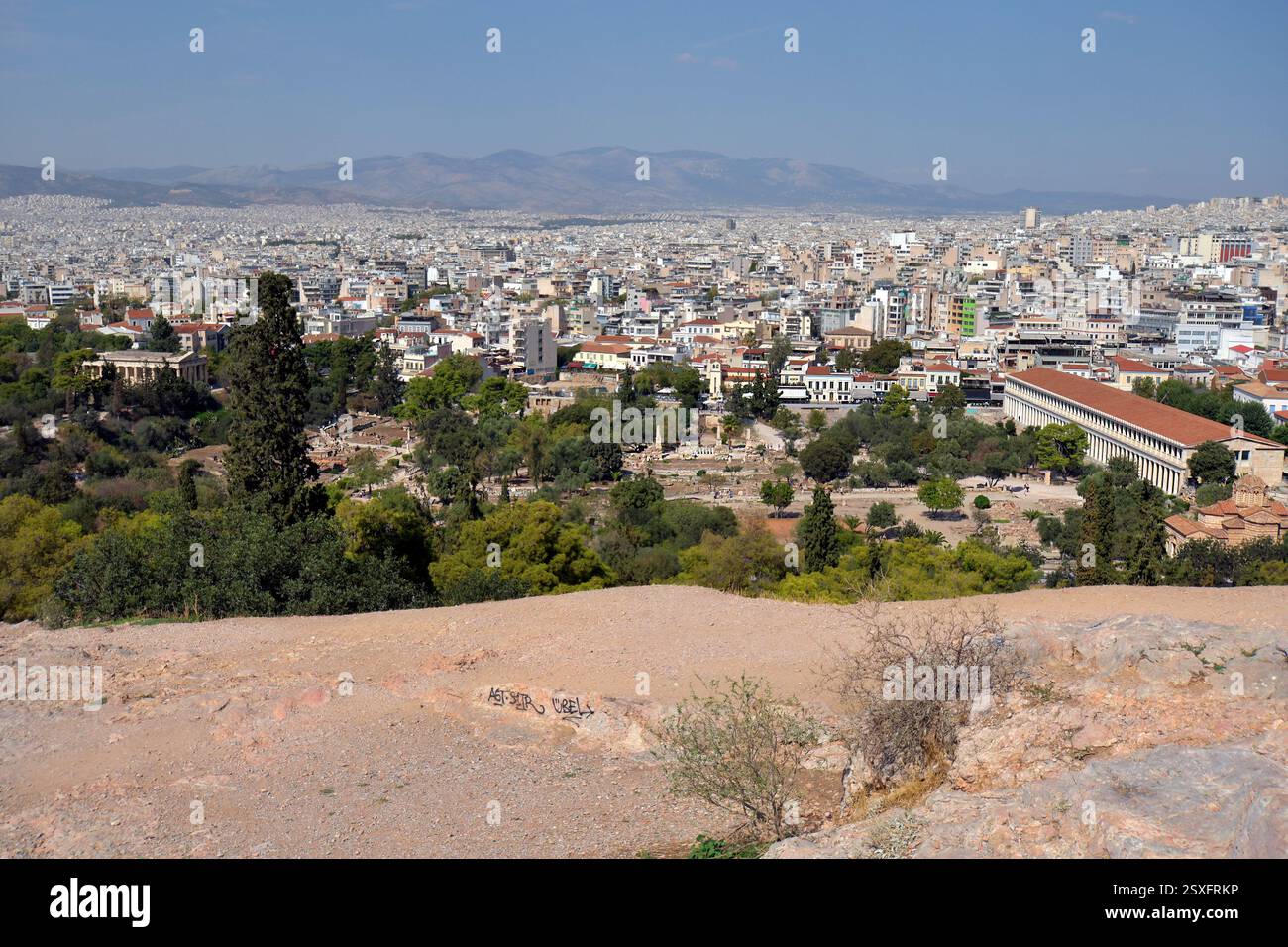Athens, Greece - September 24, 2024: View from Mars Hill to the city ...