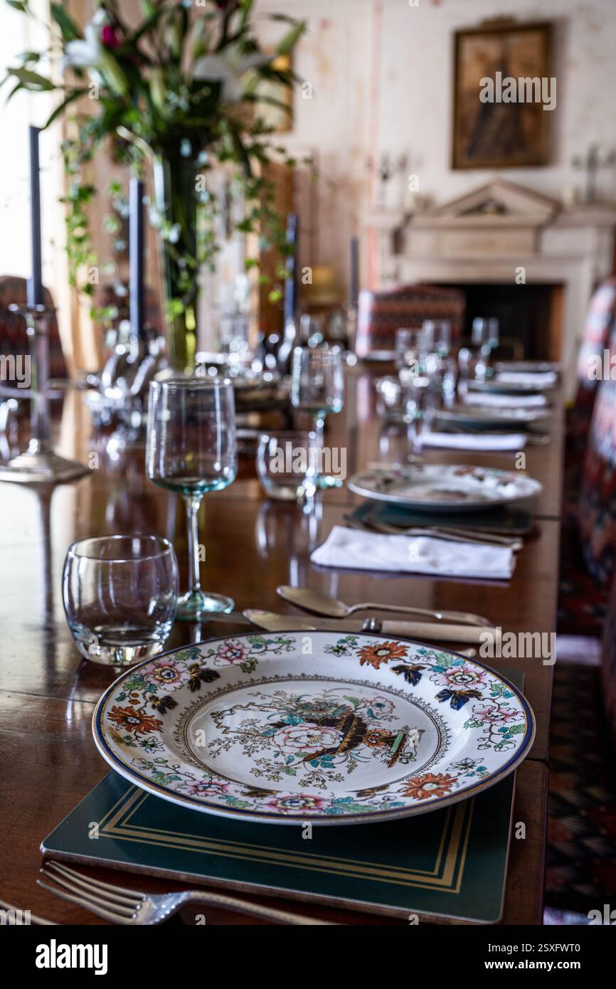 Place setting at Bayfield Hall, 18th century country house in Norfolk ...